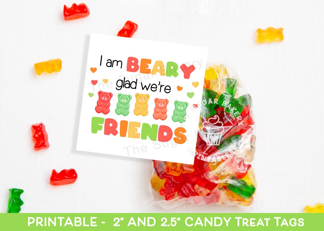 BEARY Sweet Gummy Bear Valentine Tag, Gummy Bear Valentine, Valentine's ...