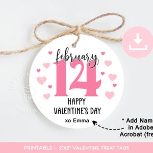 Printable Valentines Day Tags, Valentine Feb 14th Tags, Valentine's Day ...