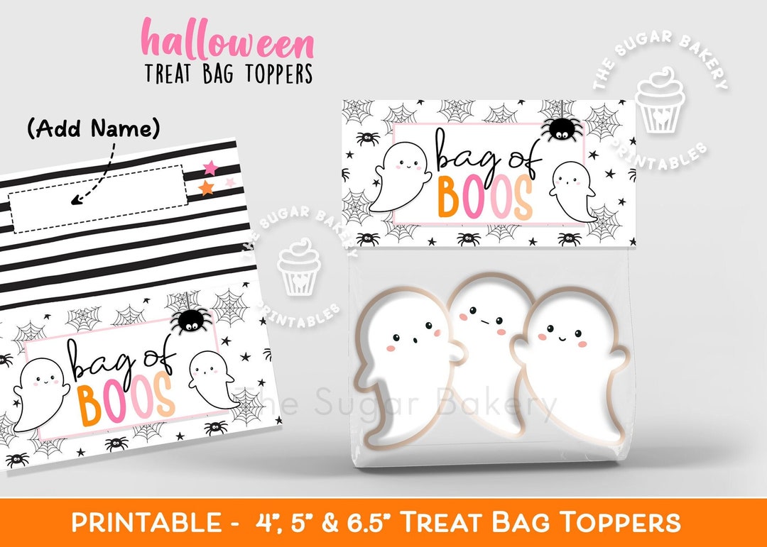 Bag of BOOS Halloween TREAT Bag TOPPER, 4 5 6.5 Goodie Bag for Kids ...