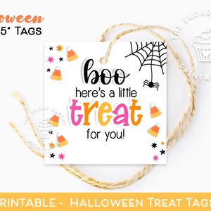 Printable Halloween Tags, BOO Here's a Little Treat Tag, Candy Corn Boo ...
