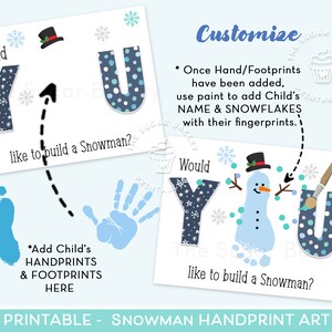 SNOWMAN Handprint Art, Christmas Handprint Craft, Snowman Winter ...