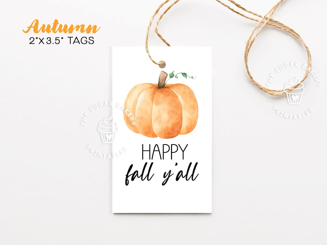Happy FALL Y'all Cookie TAGS, Printable Autumn Treat Tags, Fall Gift ...