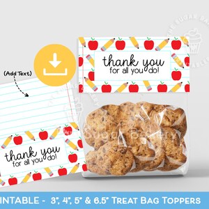 Printable Teacher Bag Topper, THANK YOU for All You Do, Teacher ...
