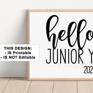 Hello JUNIOR Year Printable Sign, First Day 11th Grade Sign, First Day ...