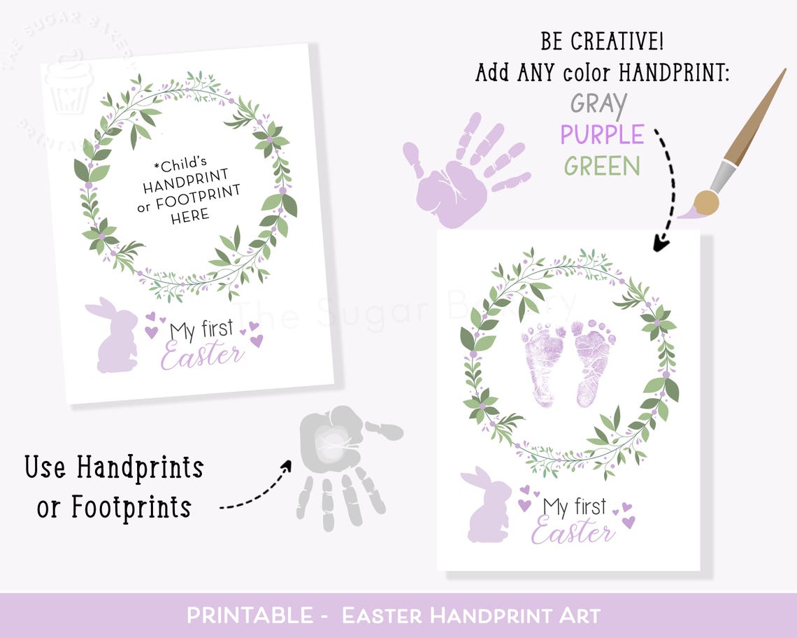 Easter Footprint Art, My First Footprint Handprint Baby's 1st Easter ...