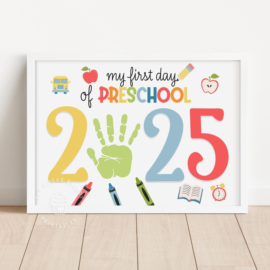 Preschool Handprint Art Printable First Day of School 2025 Craft Back ...