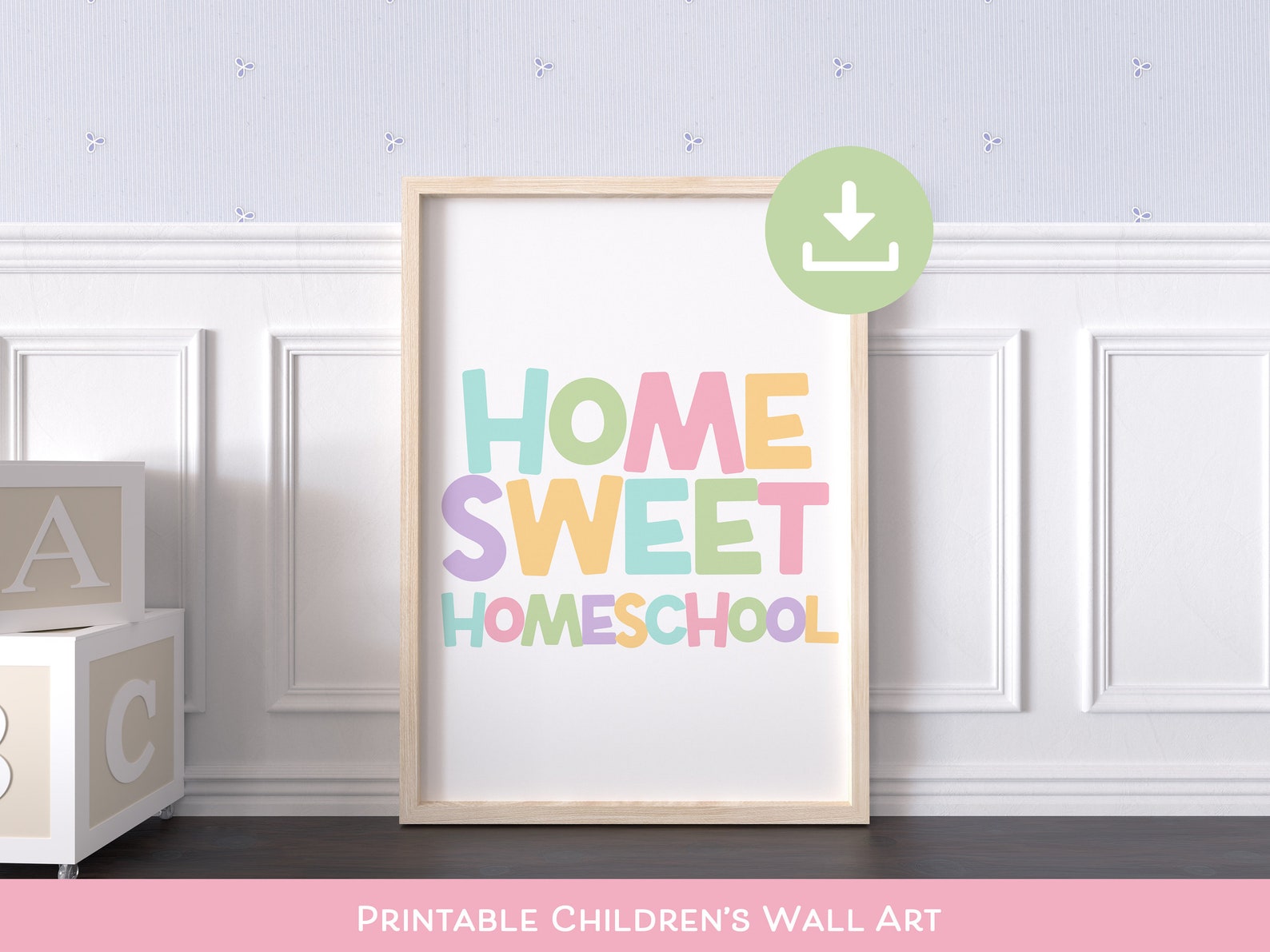 Home Sweet Homeschool Sign, Homeschool Decor, Rainbow Pastel Wall Art ...