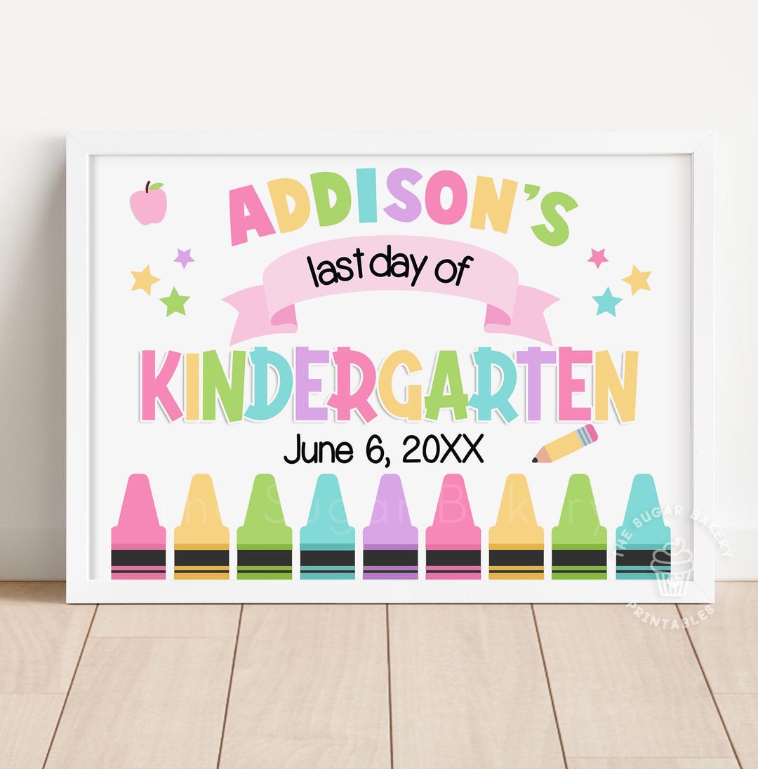 LAST Day of KINDERGARTEN SIGN, Editable Last Day of School Sign Pastel ...