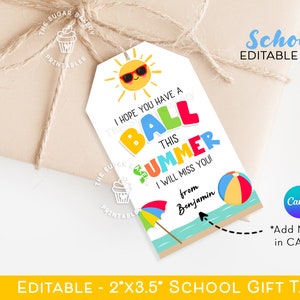 Hope You Have a BALL This Summer, EDITABLE End of School Year Gift Tag ...
