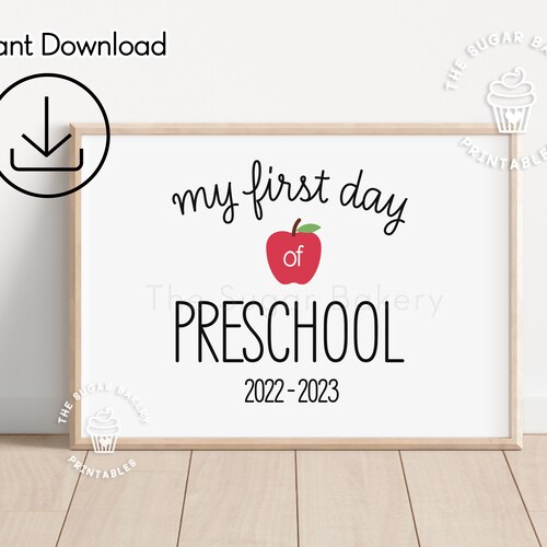 Boho Rainbow First Day of Preschool Sign Printable Girl Back - Etsy