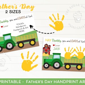 Handprint Art Craft for Father's Day, Tractor Farm Printable Father's ...