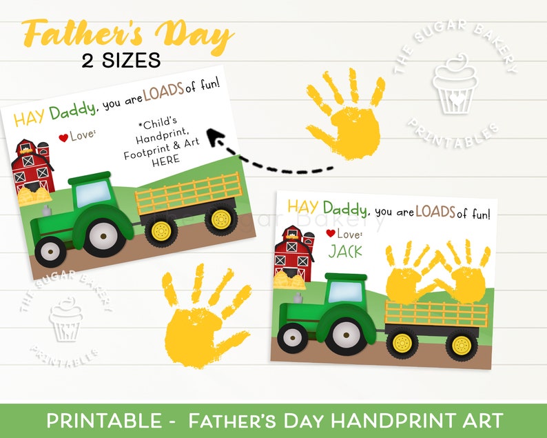 Handprint Art Craft for Father's Day, Tractor Farm Printable Father's ...