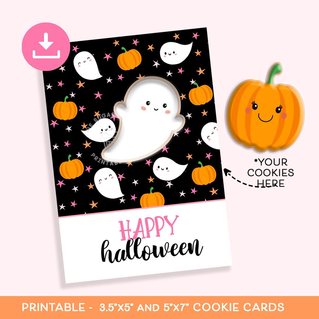 Happy Halloween Cookie Card, 3.5x5 Mini Cookie Card, 5x7 Cookie Card ...