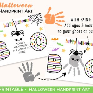 Happy Halloween Handprint Art Ghost BOO Hat Pumpkin Handprint Craft ...
