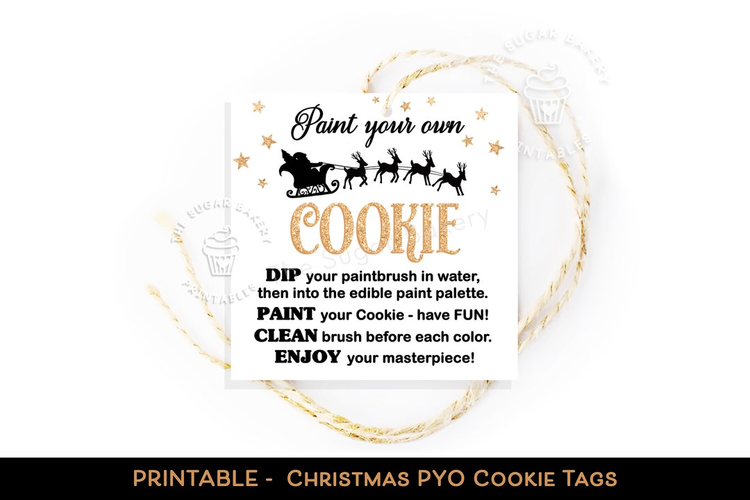 PYO Cookie Kit Tags, PYO Christmas Cookies, Paint Your Own Instructions ...