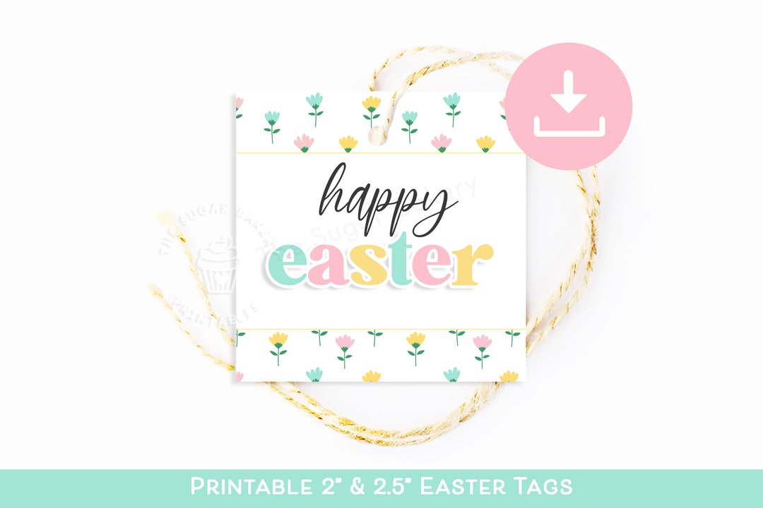 Happy Easter Tags, Spring Tulip Flower TAGS, Easter COOKIE Tags, EASTER ...