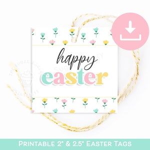 Happy Easter Tags, Spring Tulip Flower TAGS, Easter COOKIE Tags, EASTER ...