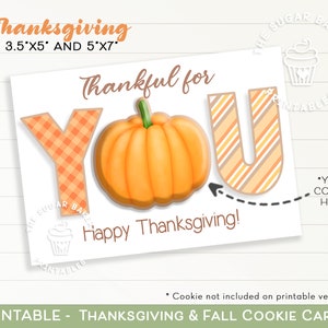 Thankful for YOU Cookie Card, FALL Cookie CARD, Autumn Cookie Card ...