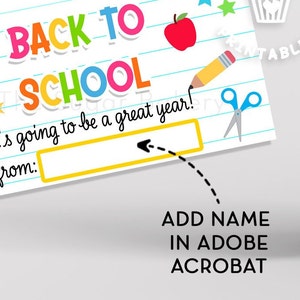 Back to School TREAT Bag TOPPER, Back to School Gift for Teachers ...