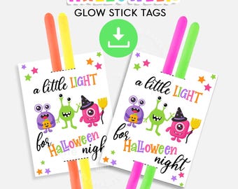 Halloween Glow Stick Tags, A Little Light for Halloween Night ...