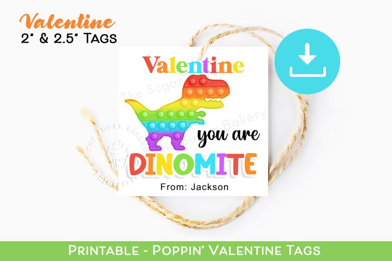 You Are DINO-MITE Valentine Tags, Printable Poppin' Gift TAGS, Dinosaur ...
