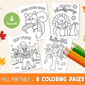Fall Coloring Pages, PRINTABLE Autumn Coloring Pages for Kids Bundle ...
