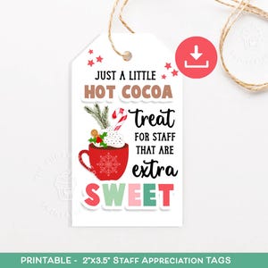Printable Hot Chocolate Tags, Hot Cocoa Treat Favor Tags Christmas ...