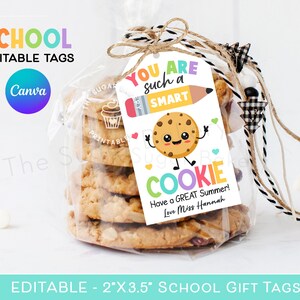 You Are Such a SMART COOKIE Tag, End of Year Student Gift Tag ...