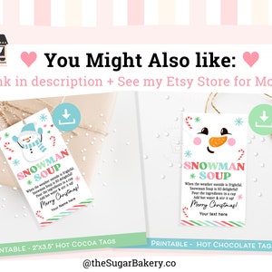 Snowman Cookie Tag, Thank You SNOW MUCH Winter Christmas Tag, Snowman ...