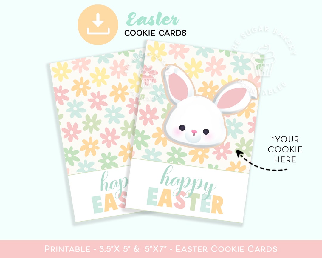 Easter Cookie Cards, Easter Egg COOKIE CARD, Chick Cookie Card, Bunny ...