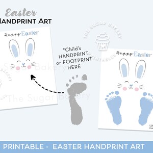 Easter FOOTPRINT ART, Printable Easter Bunny Footprint Craft, Crafts ...