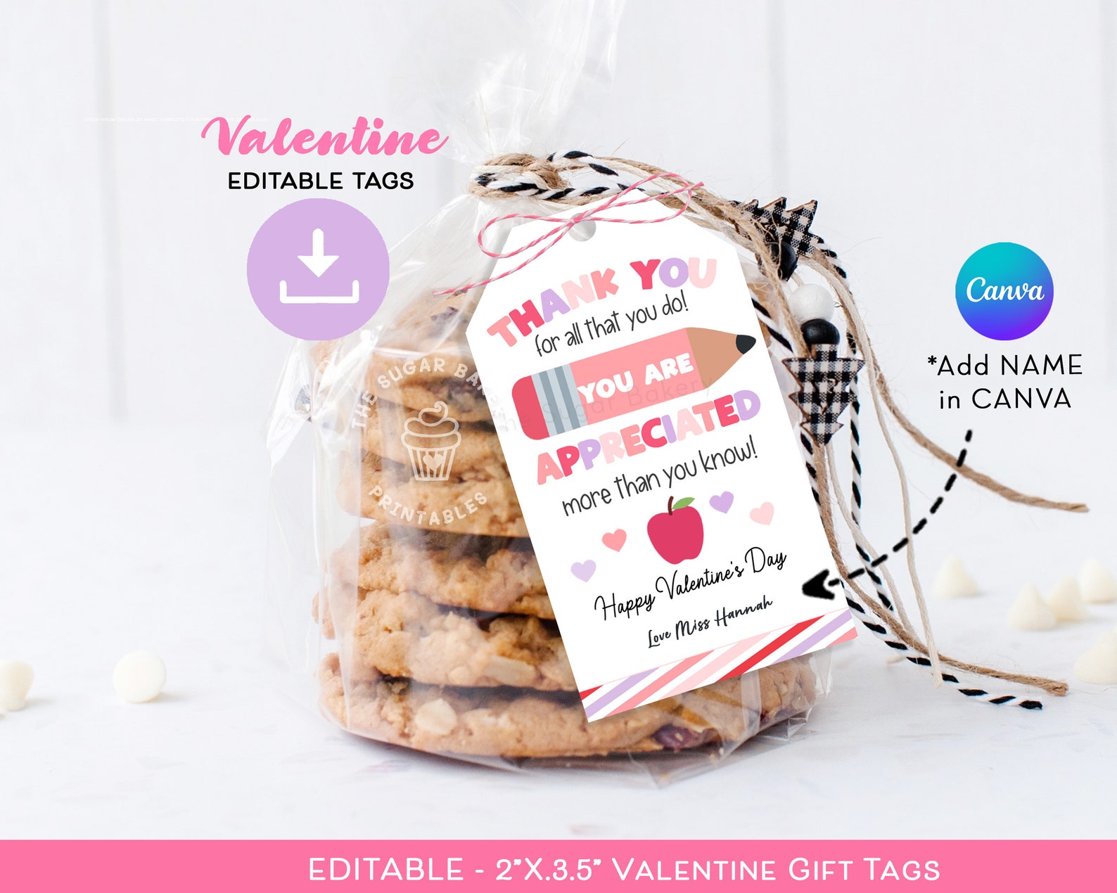 Printable Teacher Valentine Gift Tag, Teacher Appreciation TAG ...