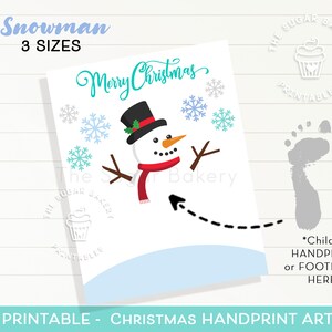 SNOWMAN Handprint Art, Baby's First Christmas Gift Art, Preschool ...