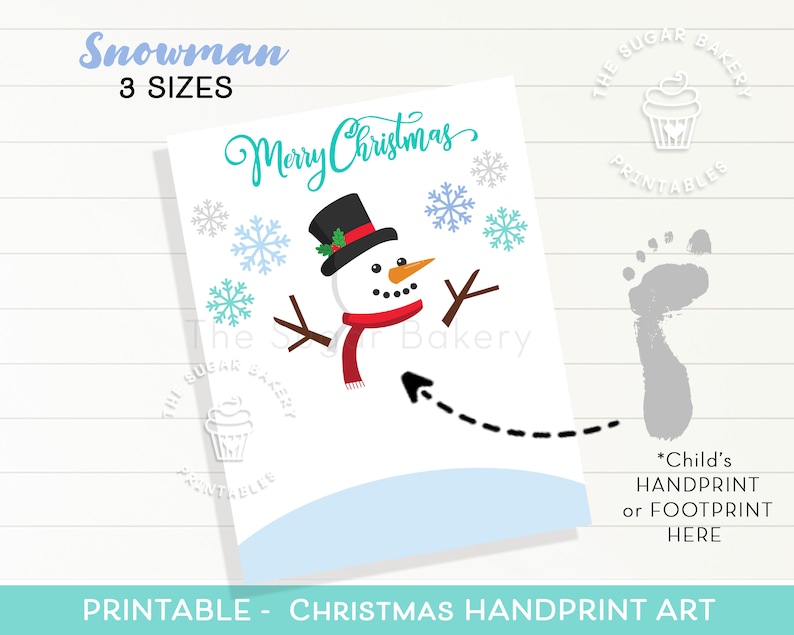SNOWMAN Handprint Art Baby's First Christmas Gift Art - Etsy
