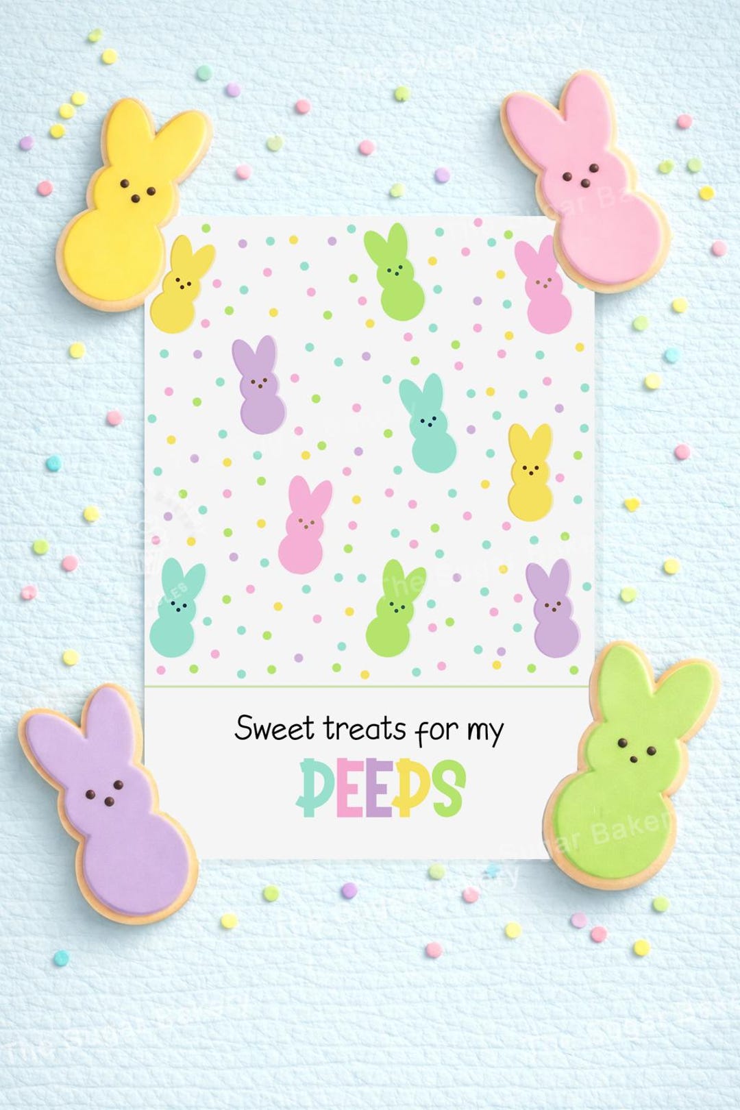 Easter Peeps Cookie Card Printable, Treats for My Peeps, Bunny & Chick ...