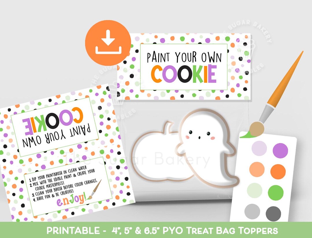 PYO Halloween Cookie Treat Bag Topper, PYO Halloween Cookie Topper, Pyo ...