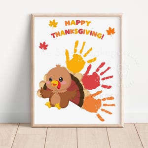 Thanksgiving Turkey Handprint Art, Fall Handprint Craft, Fall Handprint ...