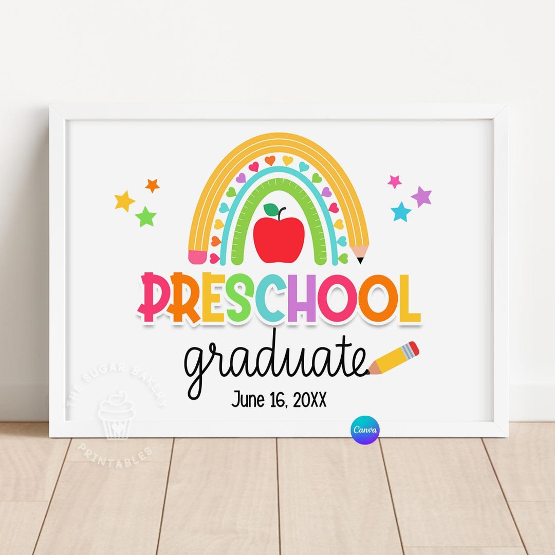 Editable Preschool Graduation Sign Printable LAST DAY of PRESCHOOL Sign ...
