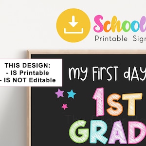 First Grade School Sign Printable, FIRST Day of School Sign Printable ...