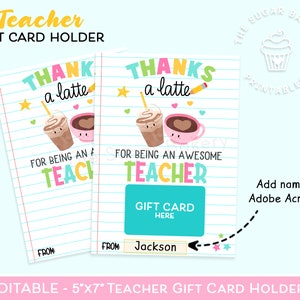 Teacher Gift Card Holder, Thanks A Latte Teacher Gift Card Holder ...