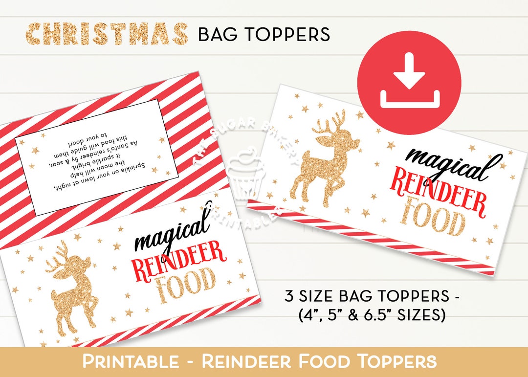 Printable Reindeer Food Topper, Magical Reindeer Food Bag Topper ...