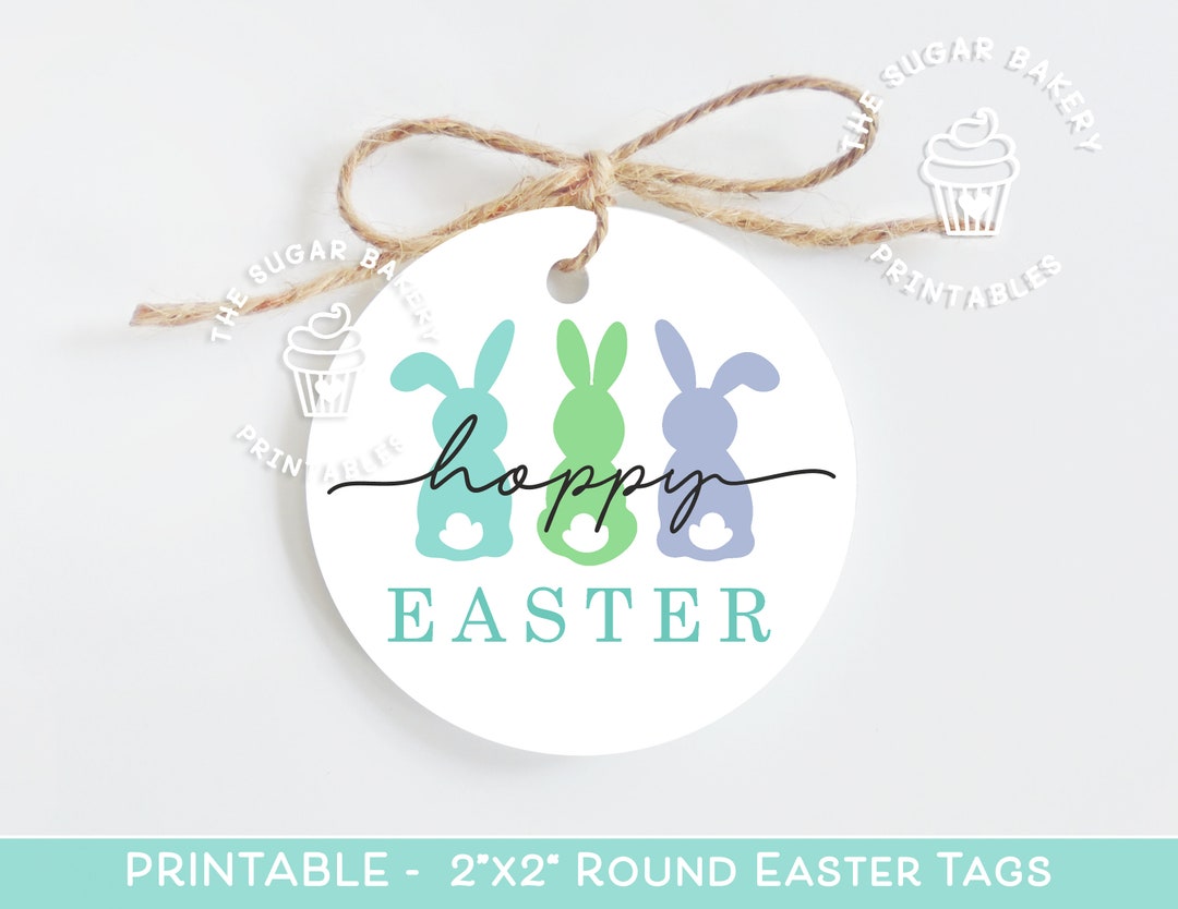 HOPPY Easter Tags, Happy Easter Tags, Easter COOKIE TAGS, Printable ...