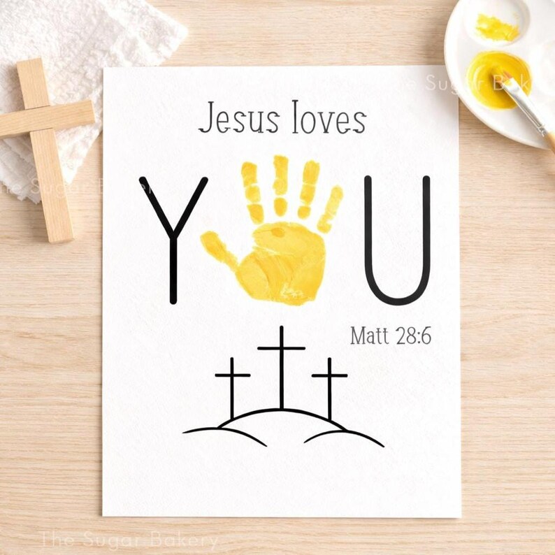 Easter Handprint Art, Easter Handprint Craft, He is Risen, Jesus Loves ...