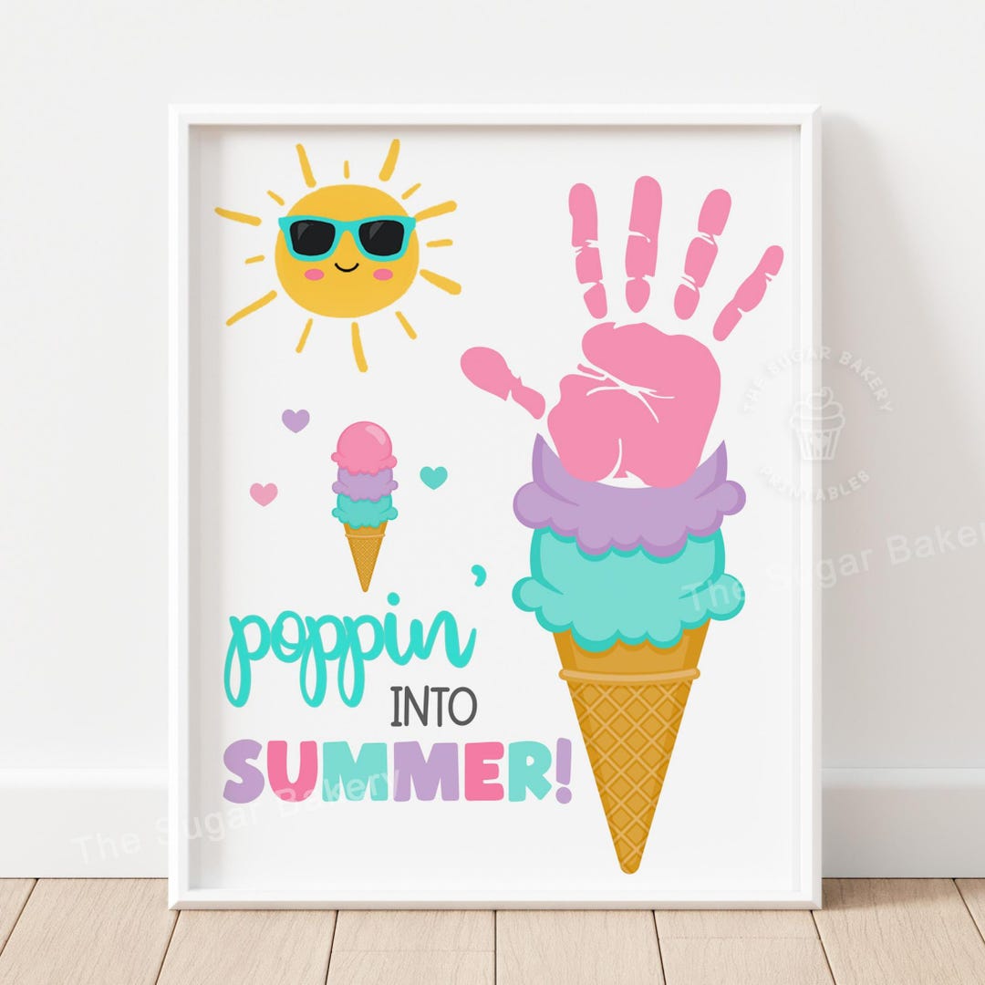 Summer Ice Cream Handprint Craft for Kids Poppin Into Summer Pink ...