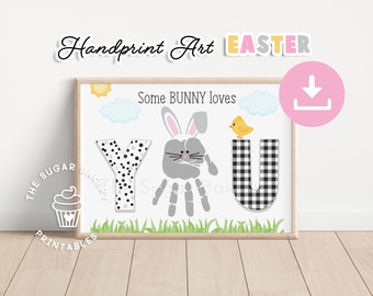 Easter Handprint Art, Printable Easter Bunny Handprint Footprint Craft ...