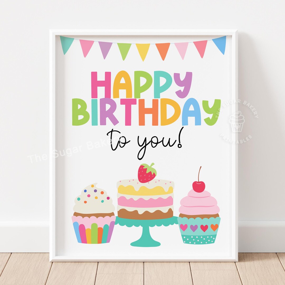 Printable Happy Birthday Sign, Staff Teacher Coworker Employee Kids ...