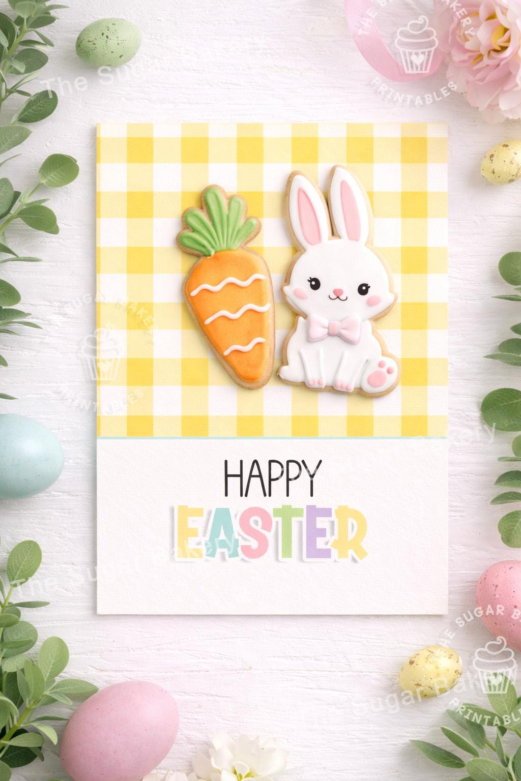 Easter Cookie Cards, Yellow Plaid Mini Cookie Card, Cookie Cards Easter ...