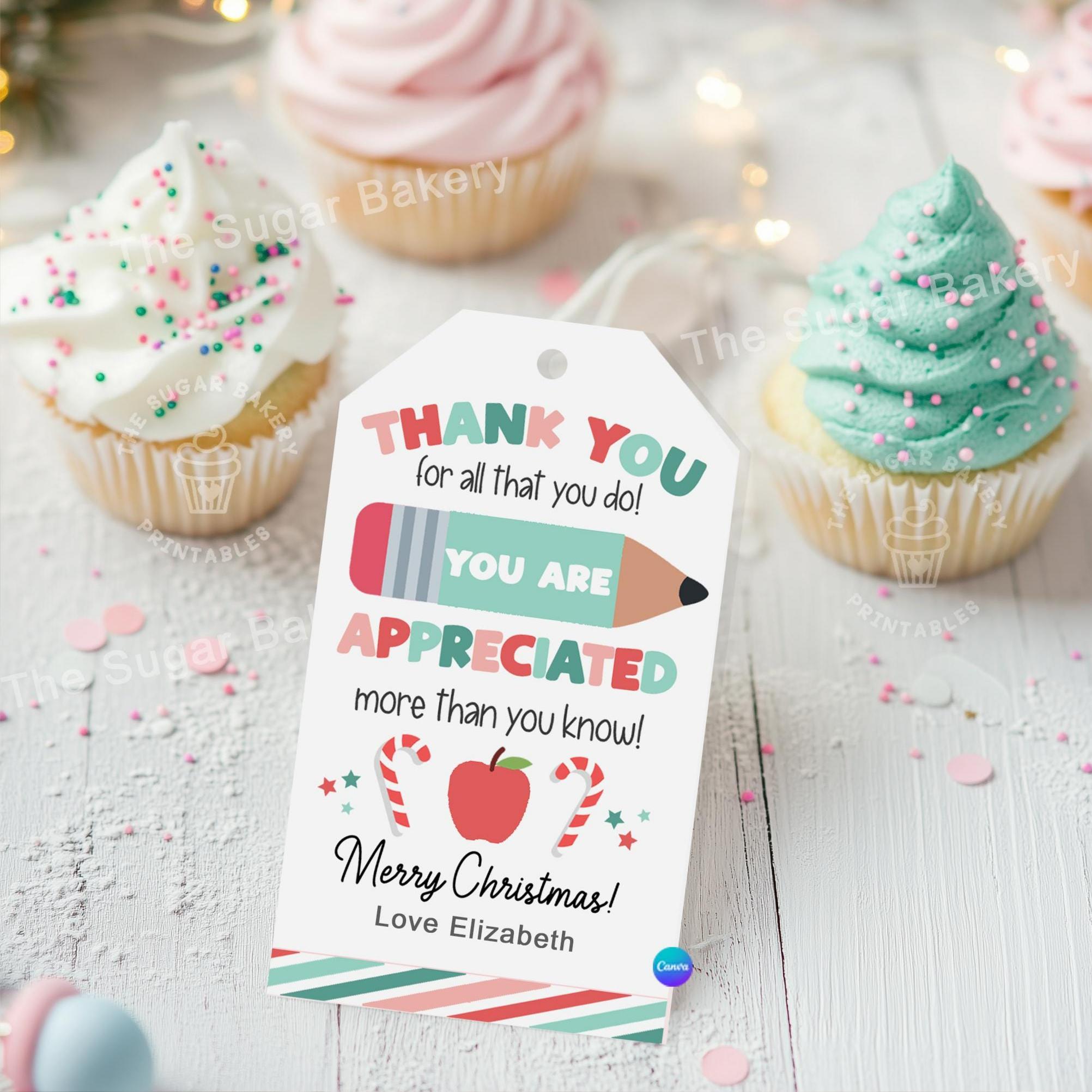 Printable Teacher Christmas Tag, Printable Merry Christmas Teacher Gift ...