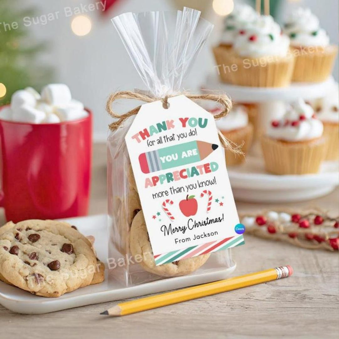 Printable Teacher Christmas Tag, Printable Merry Christmas Teacher Gift ...