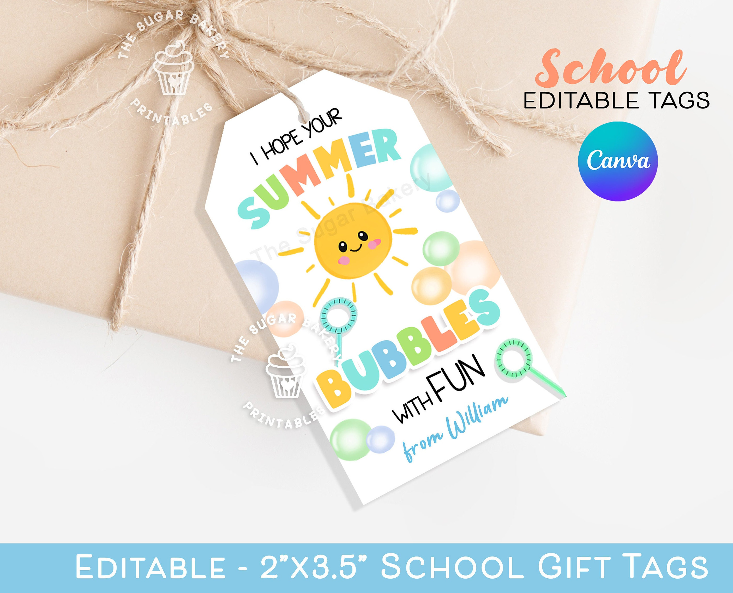 End of the School Year Bubble GIFT TAG, Editable Summer Tags, I Hope ...